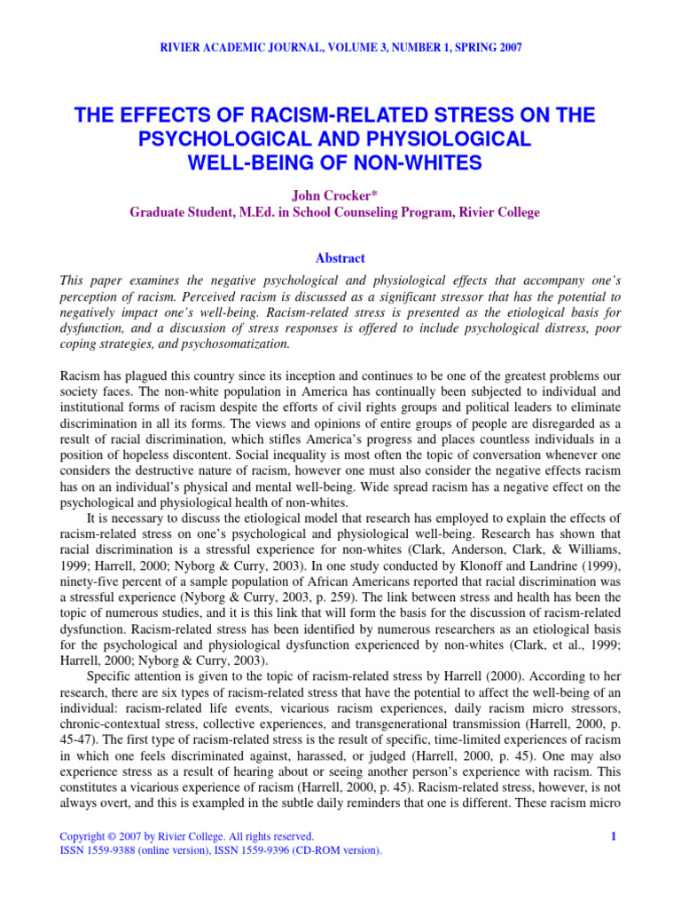 Psychological Effect of Racism | PDF