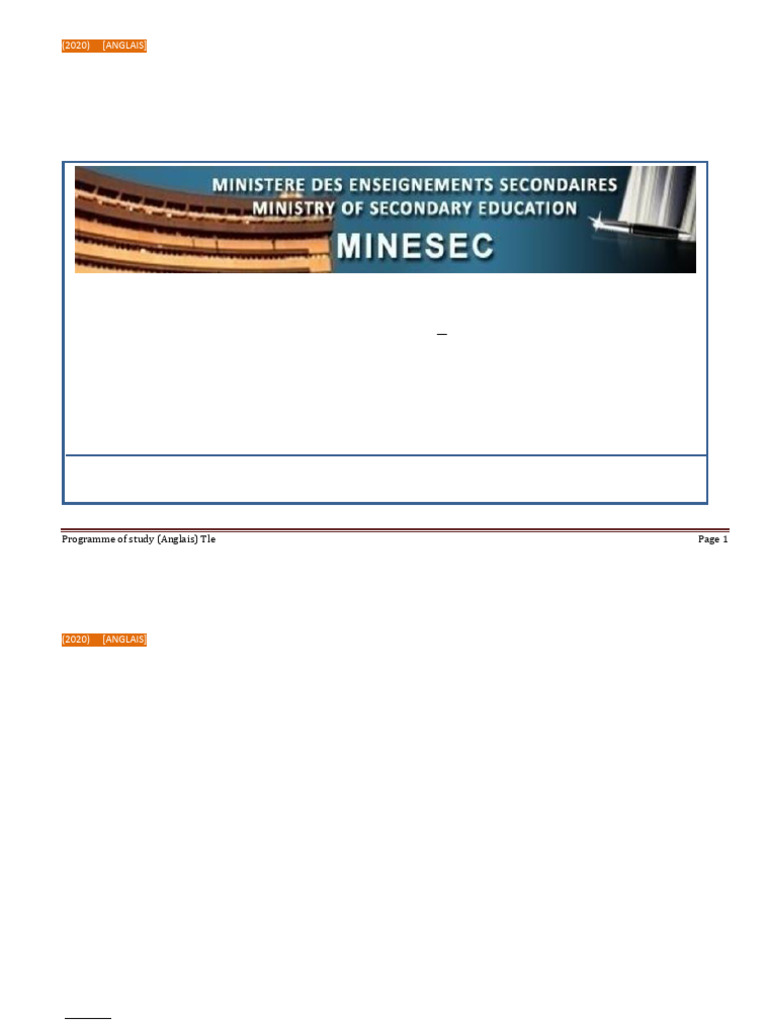 ANGLAIS SYLLABUS GENERAL Tle - Docx Prevalidated | PDF | Études des ...