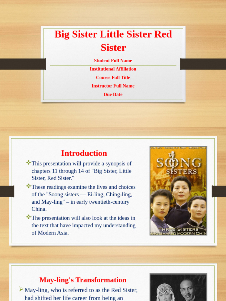 Big Sister Little Sister Red Sister Powerpoint | PDF