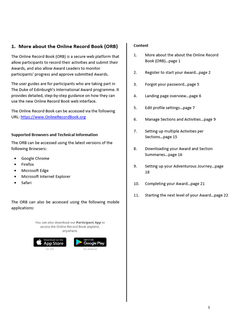 User Guide For Online Record Book (DofE) | PDF
