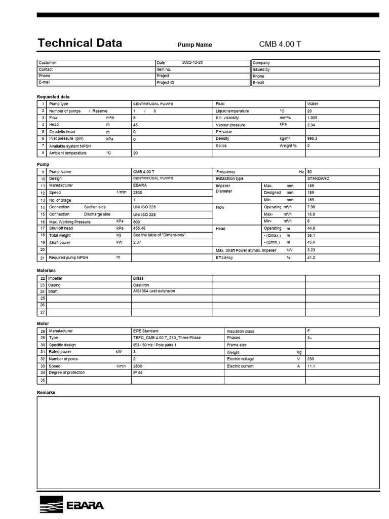 Data Sheet CMB 4.00 T | PDF