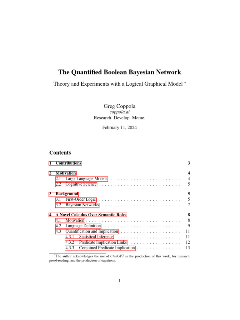 The Quantified Boolean Bayesian Network: Theory and Experiments With A Logical Graphical Model | PDF