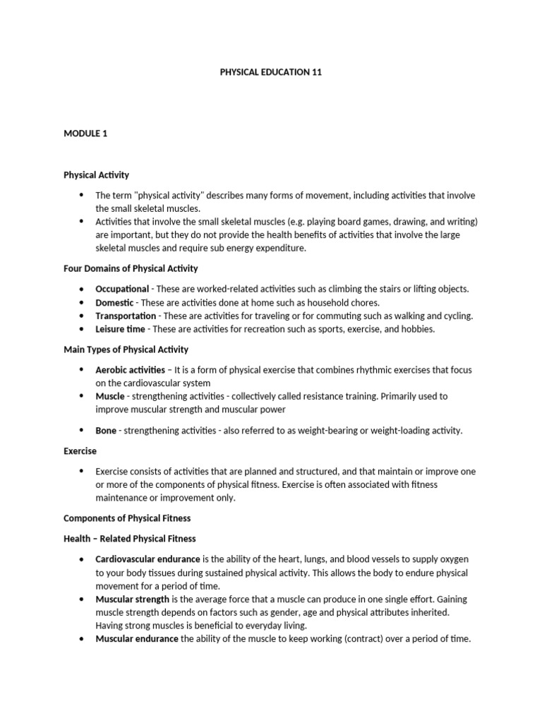 Physical Education 11 | PDF