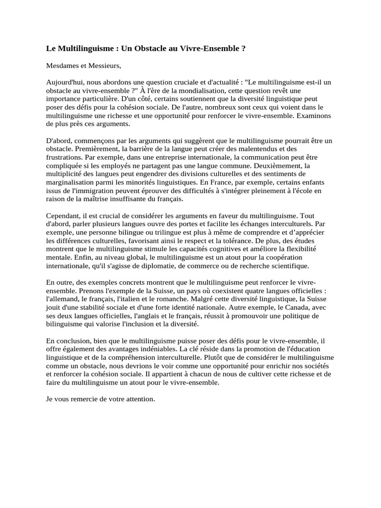 Le Multilinguisme | PDF