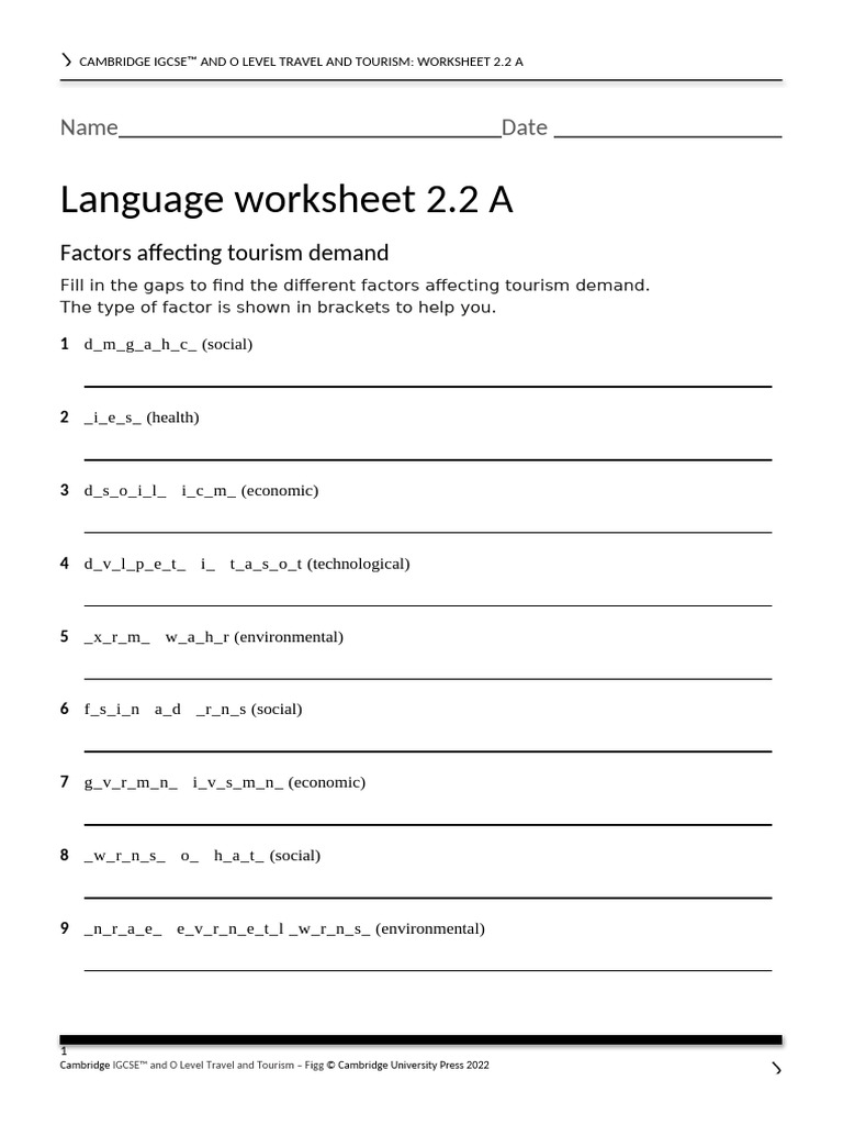 Igcse T&T Language Worksheet 2.2a B | PDF