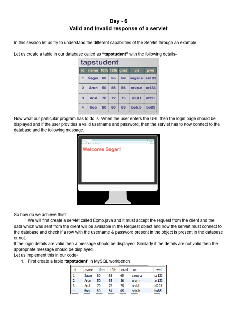 Valid and Invalid Response of A Servlet | PDF