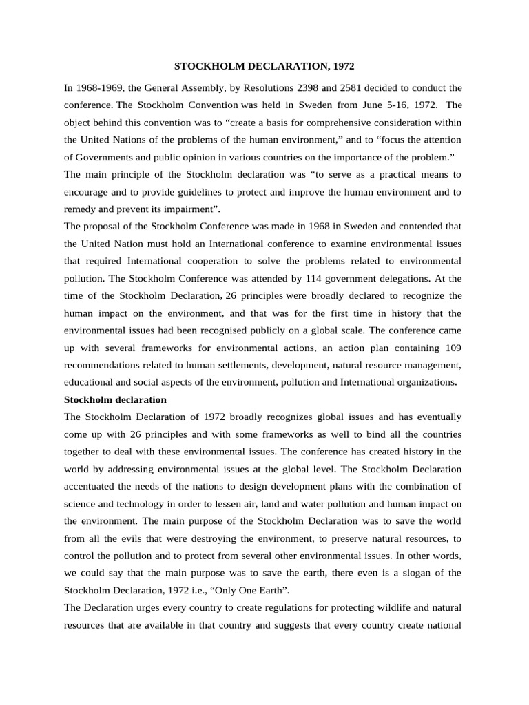 Stockholm Declaration (1) | PDF