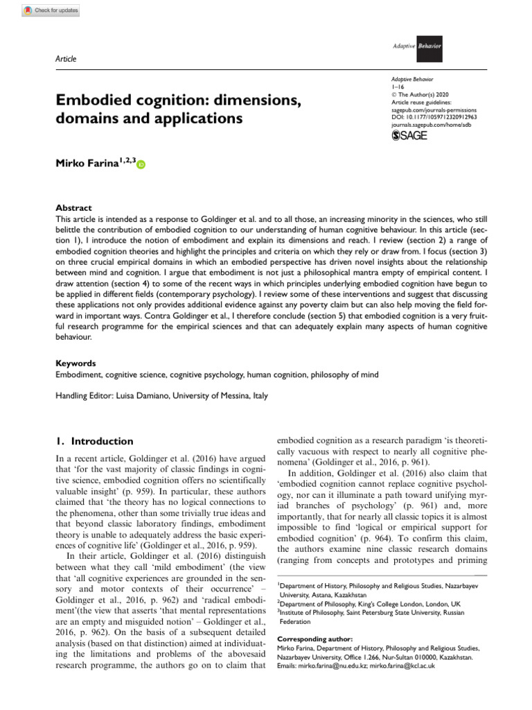 Embodied Cognition | PDF