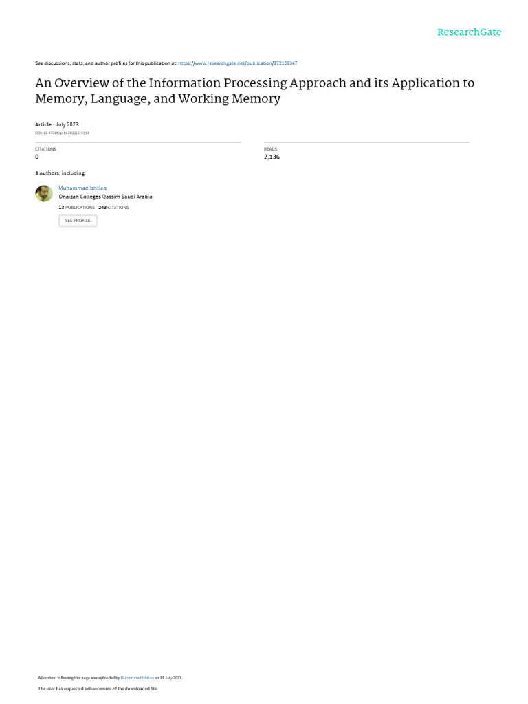 An Overviewofthe Information Processing Approachandits Applicationto Memory Languageand Working ...