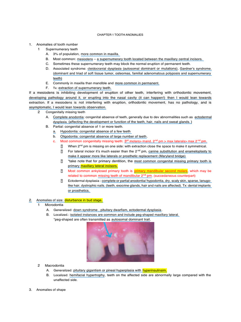 Chapter 1 Tooth Anomalies 2 | PDF