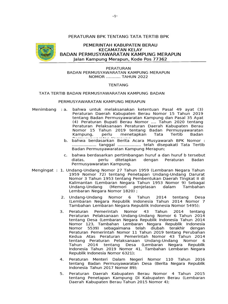 PERATURAN BPK ttg TATIB BPK | PDF