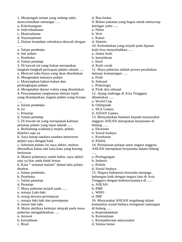 Soal Kelas 6 Tema 7 Sub 2 | PDF