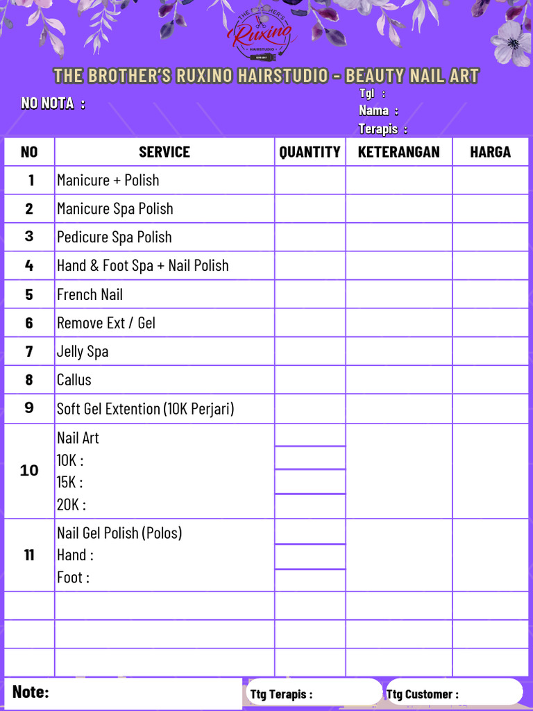 Nota Nail Salon | PDF