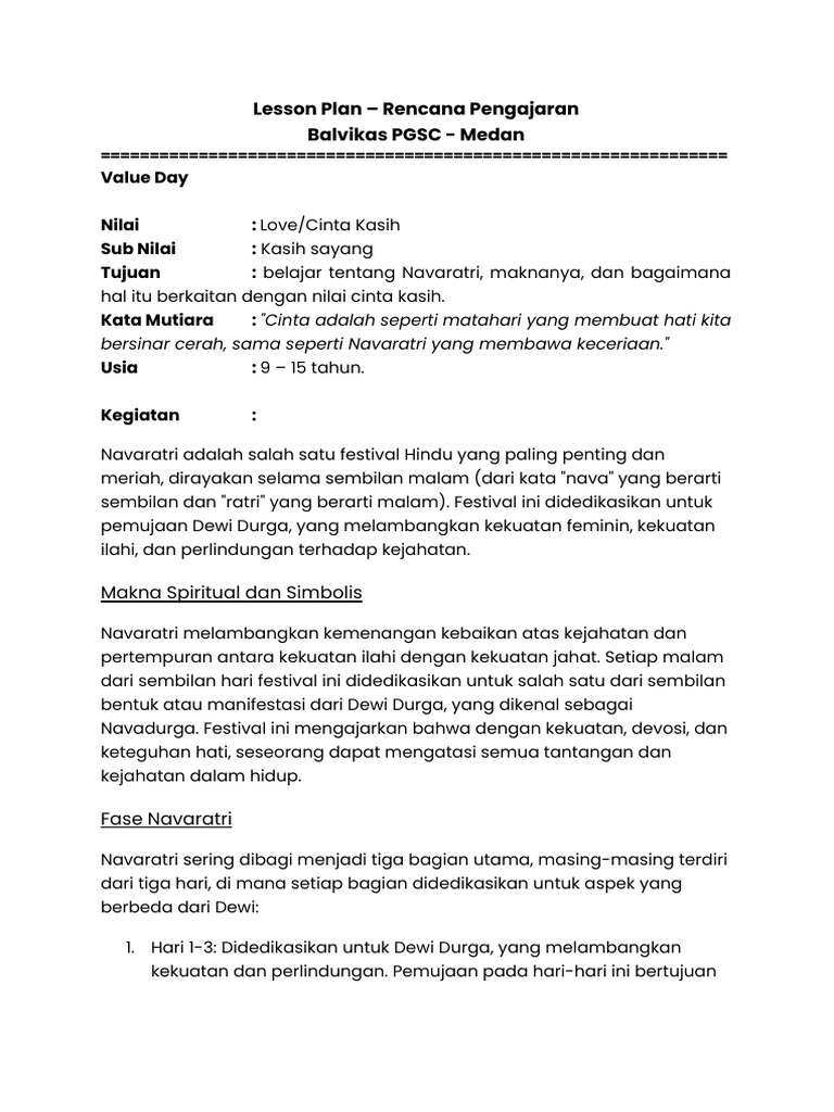 Lesson Plan Value Day | PDF