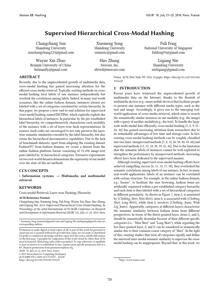 2019 Supervised Hierarchical Cross-Modal Hashing | PDF