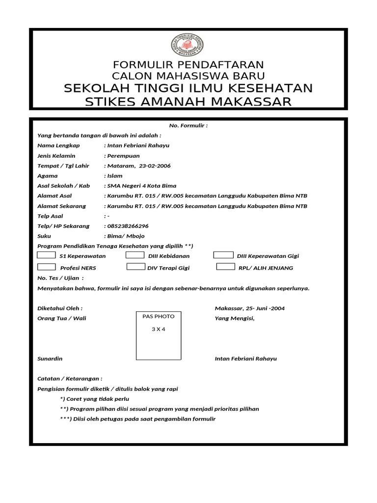 Formulir Pendaftaran MABA | PDF