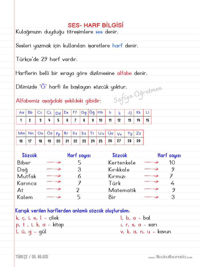 2.Sinif Di̇l Bi̇lgi̇si̇ Defteri̇- Harf Bi̇lgi̇si̇ Ve Alfabeti̇k Siralama | PDF