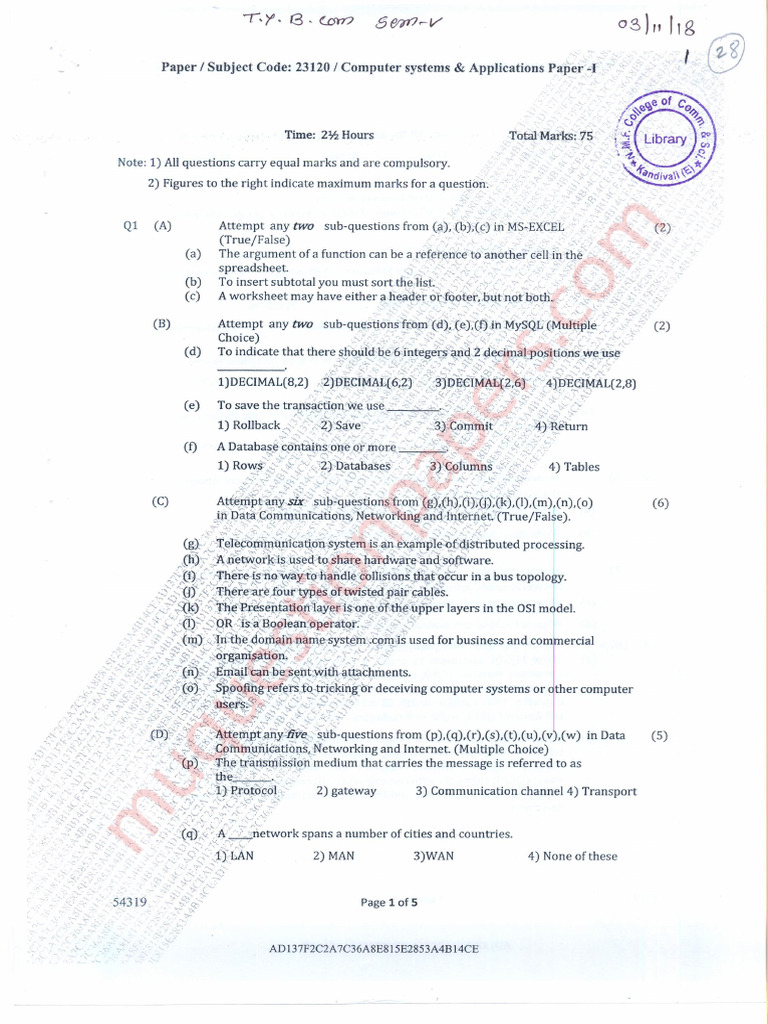Ty-Bcom Sem5 Csap-I-Cbcgs Nov18 | PDF
