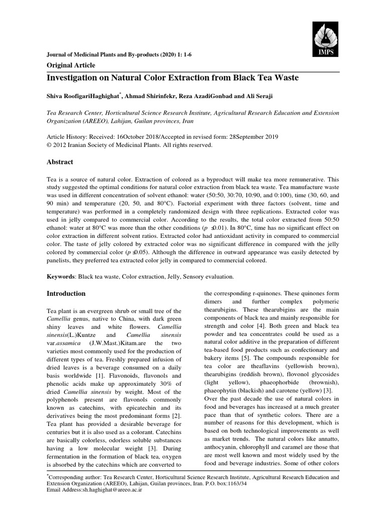Investigation On Natural Color Extractio | PDF