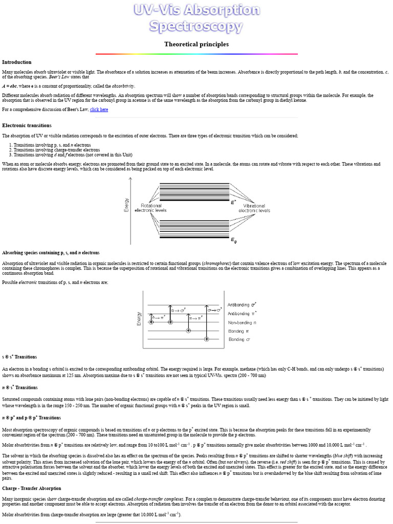 Electronic Transitions in UV | PDF