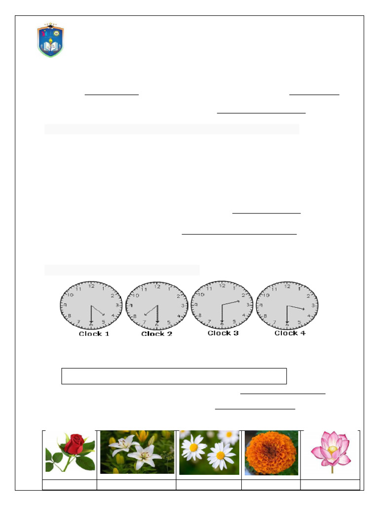Class 2 - Lesson 10 - Time Worksheet | PDF
