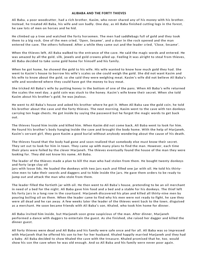 Alibaba And The Forty Thieves Pdf