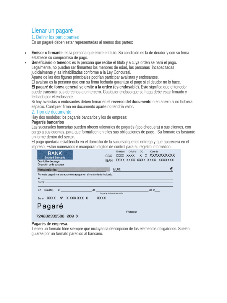 Como Se Llena Pagare Letra y Cheque | PDF