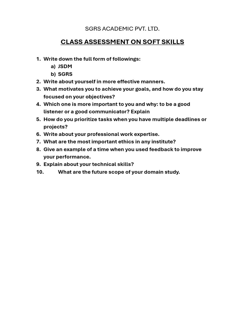Soft Skill Test | PDF