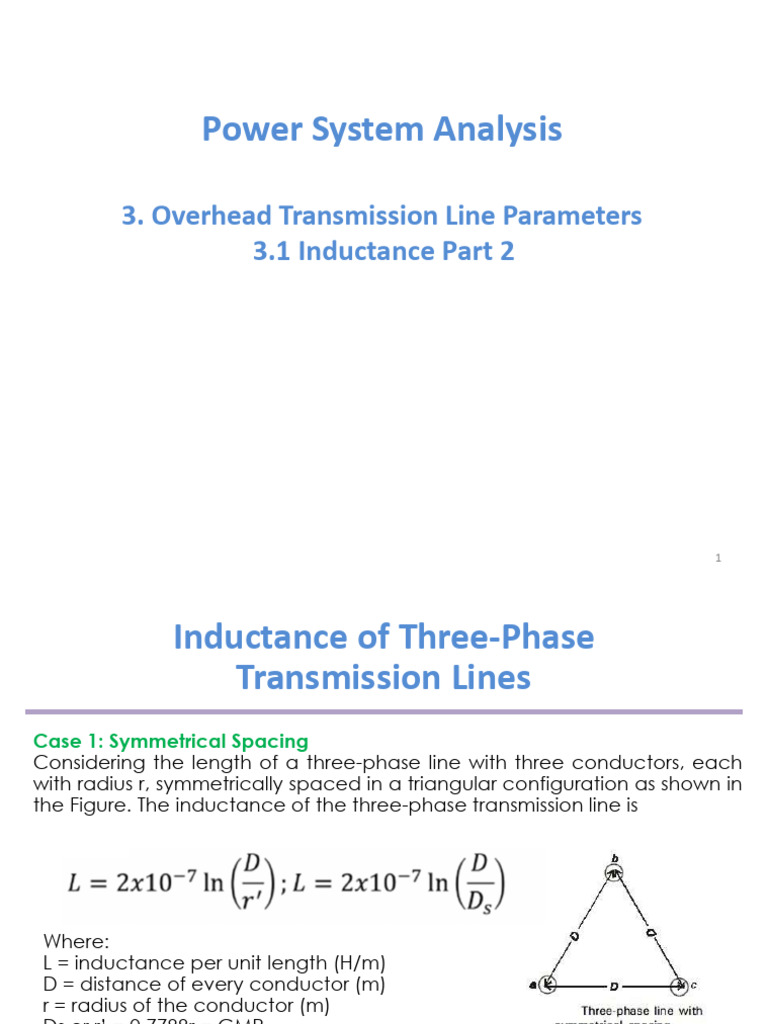 2.1 Inductance of Electrical Transmission Line Three Phase | PDF