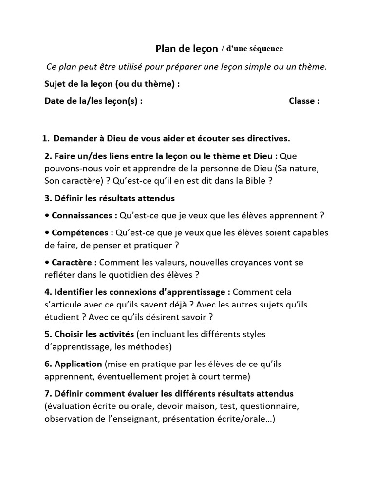 4 .Plan de Leçon | PDF