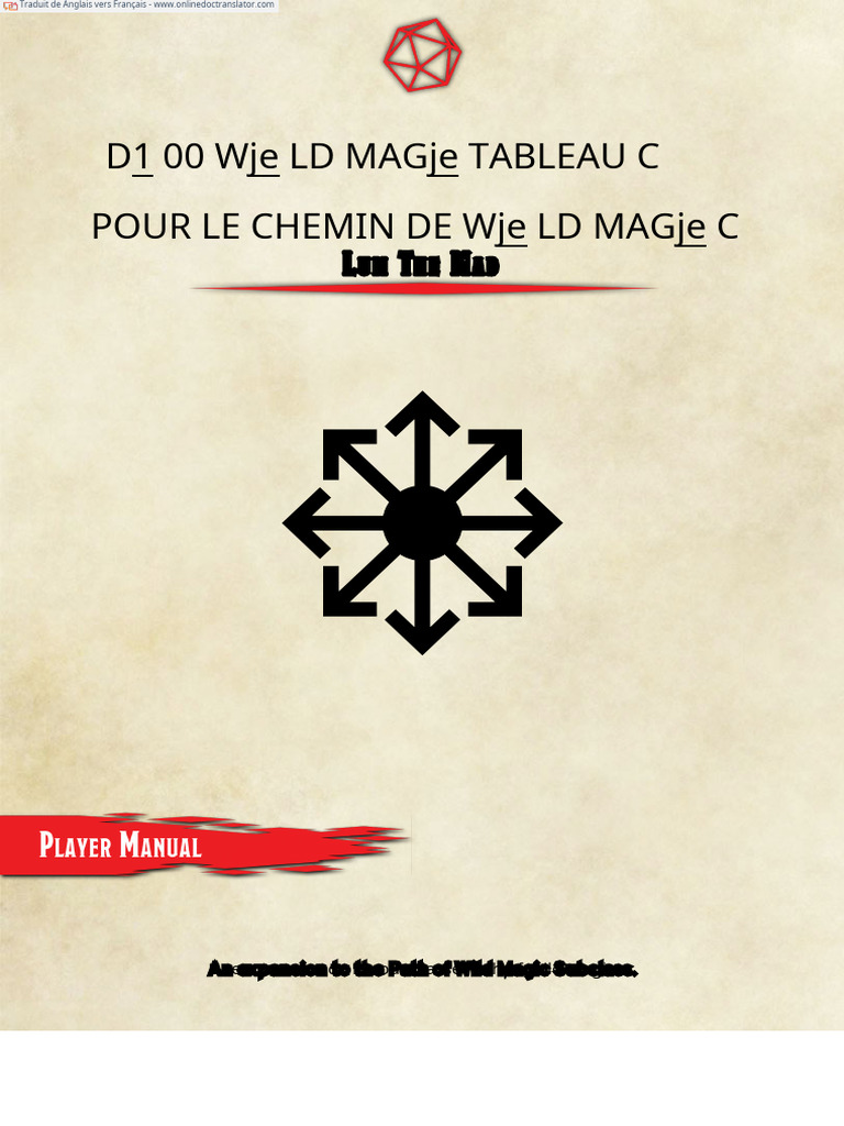 Barbarian Wild Magic Table - The | PDF
