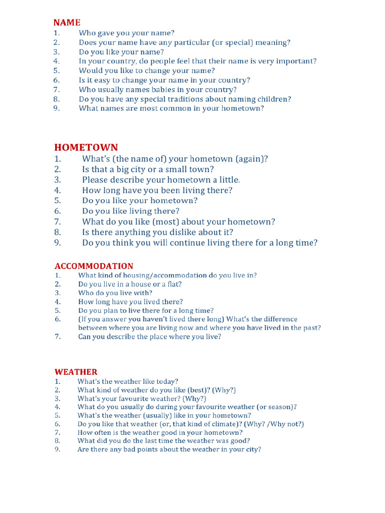 Individual Speaking Topics | PDF