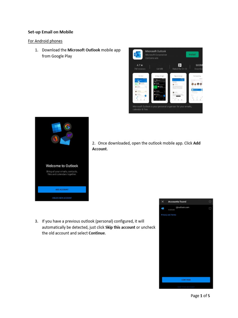 Setup Outlook Mobile | PDF