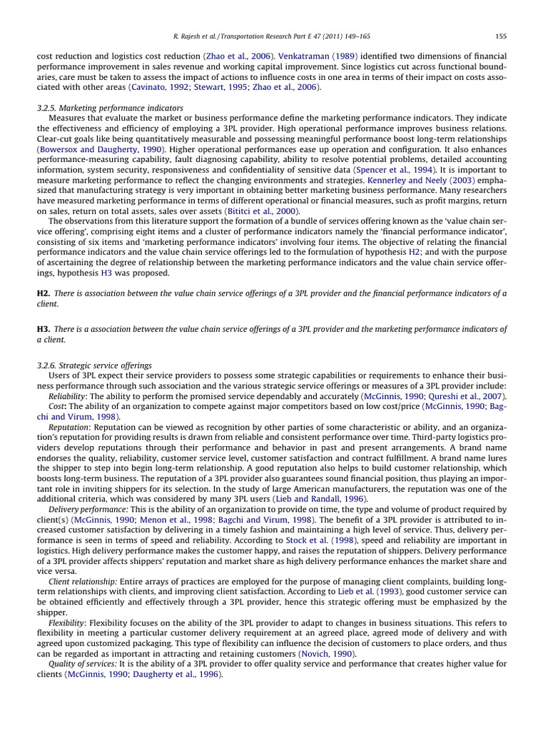 R. Rajesh Et Al. / Transportation Research Part E 47 (2011) 149-165 | PDF