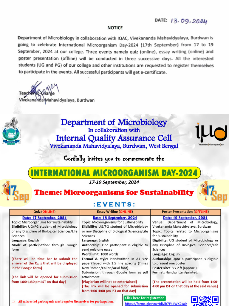Celebration of International Microorganism Day-2024 - 1726234755 | PDF ...