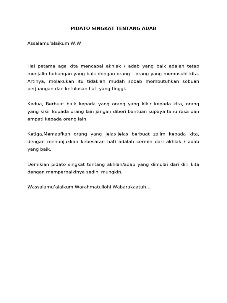 Pidato Singkat Tentang Adab | PDF