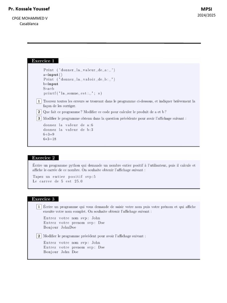 1.3 TD Introduction Langage Python | PDF