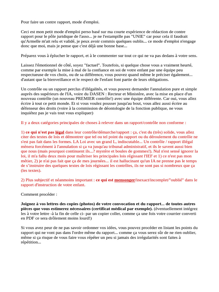 Mode Demploi Faire Un Contre Rapport1 | PDF
