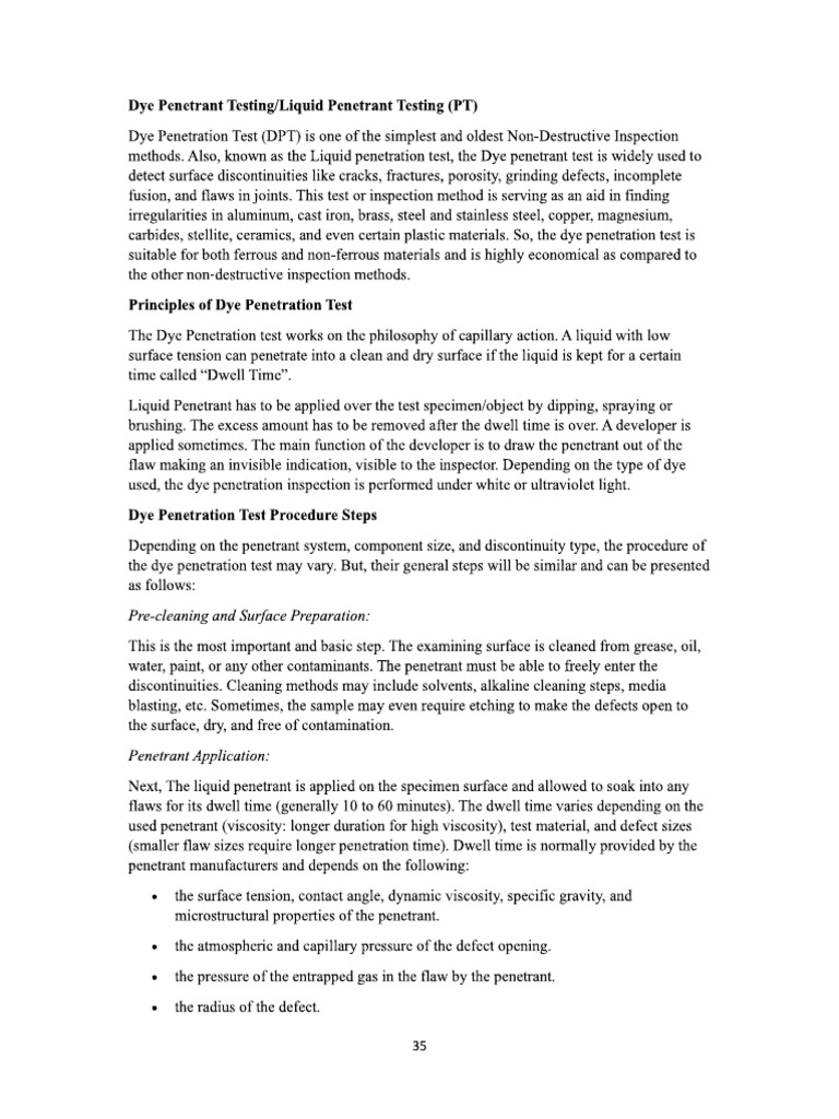 DYE PENETRANT TESTING | PDF
