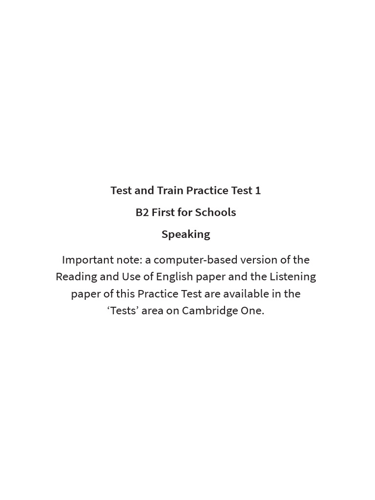 Test and Train B2 First For Schools Class-Based Practice Test Speaking ...