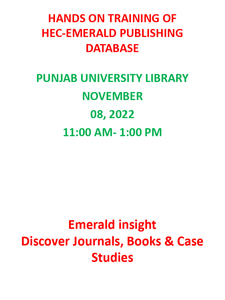 Emerald Presentation | PDF