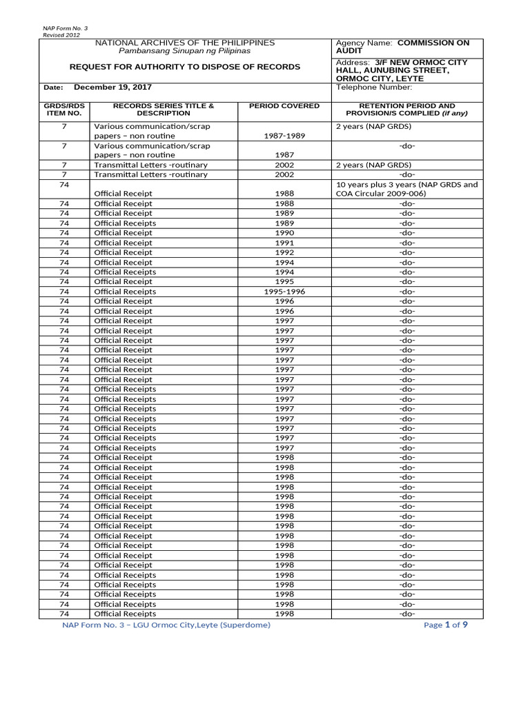 Records Disposal Request Form | PDF | Accounting
