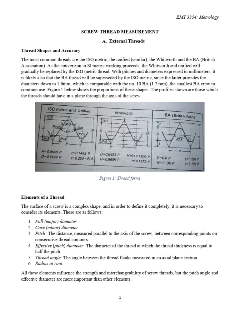 SCREW THREAD MEASUREMENTS | PDF