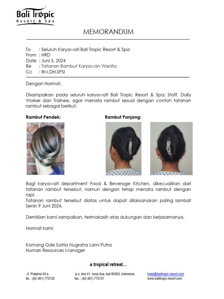Memo Tatanan Rambut Wanita | PDF