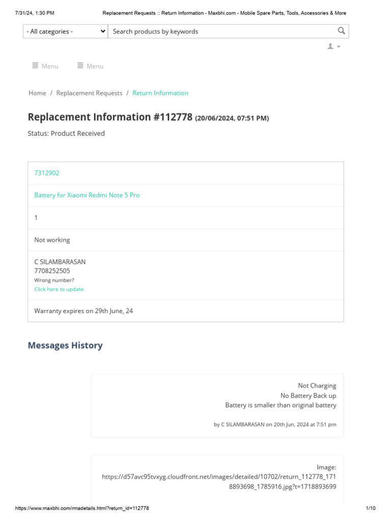 Replacement Requests - Return Information - Maxbhi - Com - Mobile Spare Parts, Tools ...