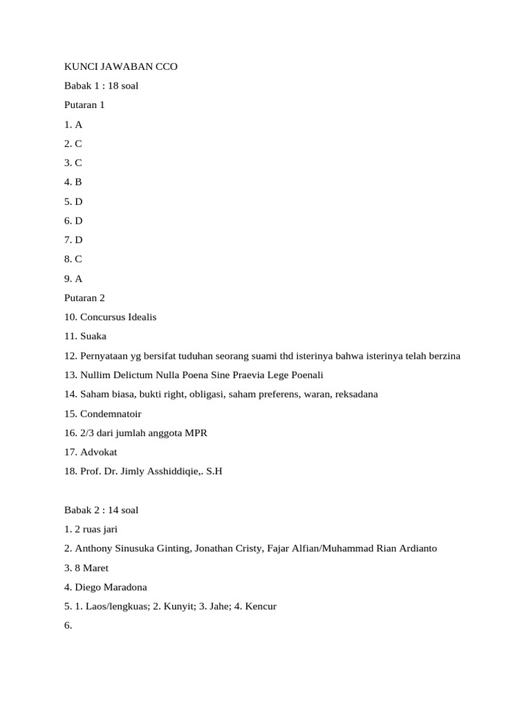 Kunci Jawaban CCO | PDF