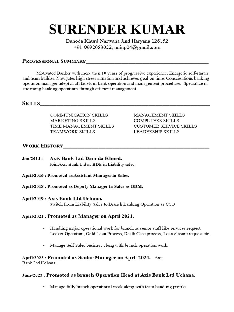 Surender Kumar CV | PDF Surender Kumar CV | PDF