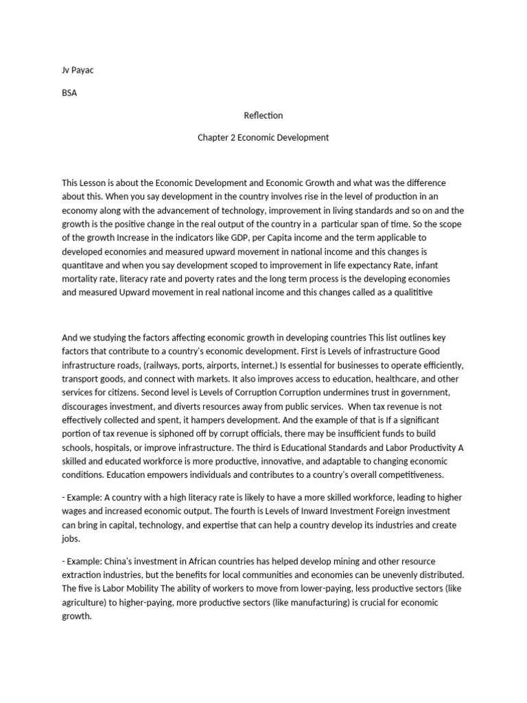 JV Payac-Reflection - Eco Developement Chapter 2 | PDF | Economic ...