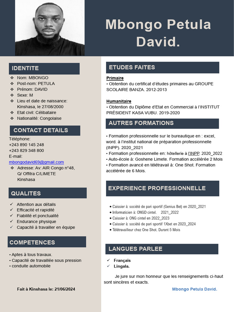 Mbongo Petula David. CV | PDF