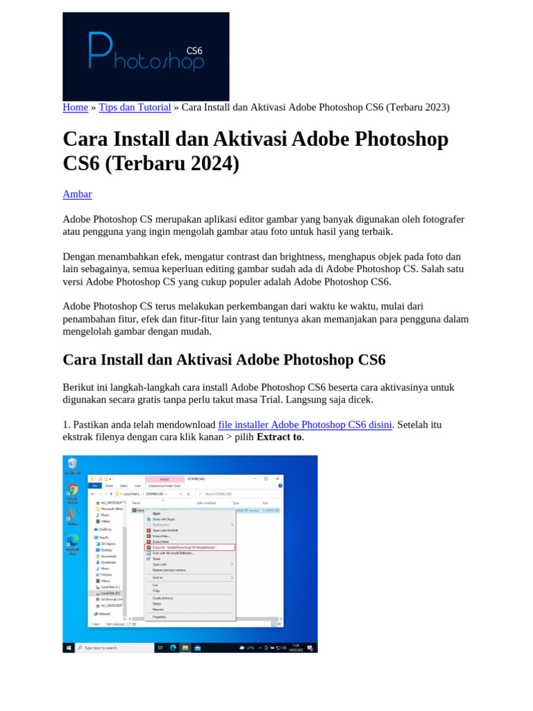 Cara Install PTOSHOP CS6 Dan Aktivasinya | PDF
